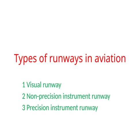 UNIT 4Types of runways in aviation 1 Visual runway 2 Non-precision ...