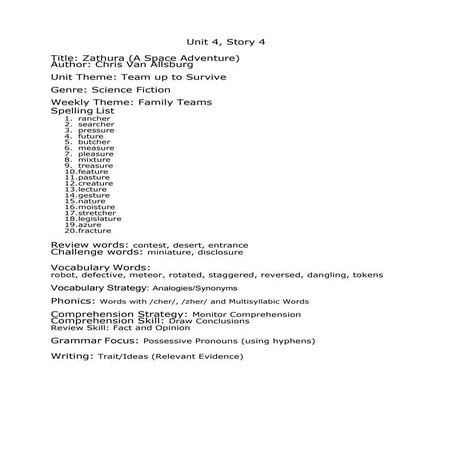 Unit 4 Story 4 Zathura | PDF