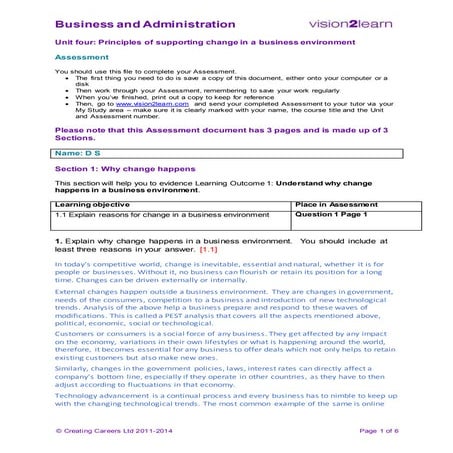 Business and Admin Level 2 Unit 4 assessment answers | DOC