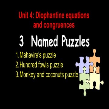 diophantine equation and congruence puzzles | PPTX