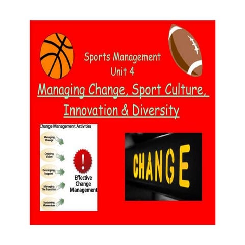 Unit 4 Managing Change In Sport Culture, Innovation And Diversity | PPTX