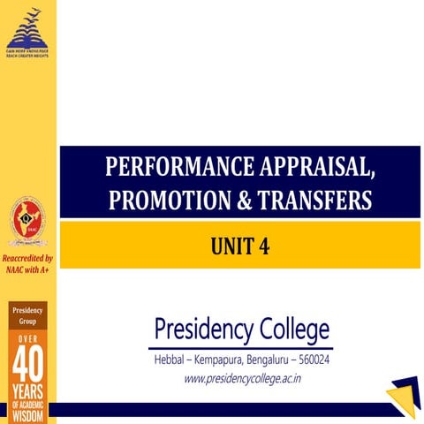 UNIT 4 - PERFORMANCE APPRAISAL, PROMOTION & TRANSFERS.ppt