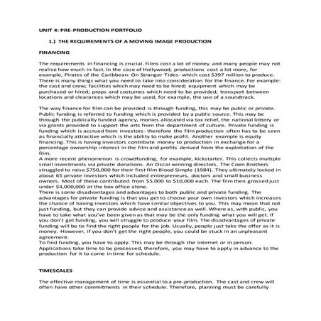 Unit 4 pre-production portfolio | DOCX