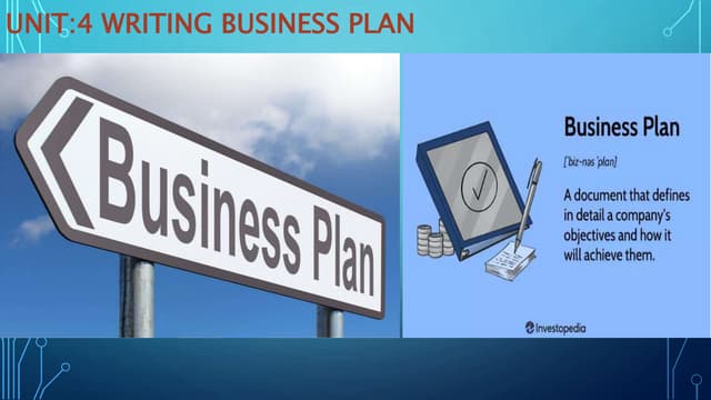 PARTS OF BUSINESS PLAN.pptx | Business Accounting & Finance | Business