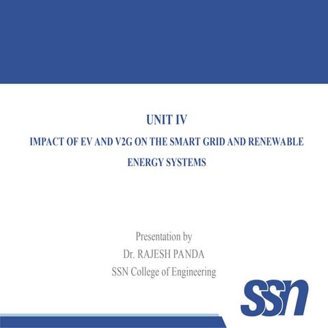 the unit 4 of this presentation includes the challenges in v2g grid | PPT