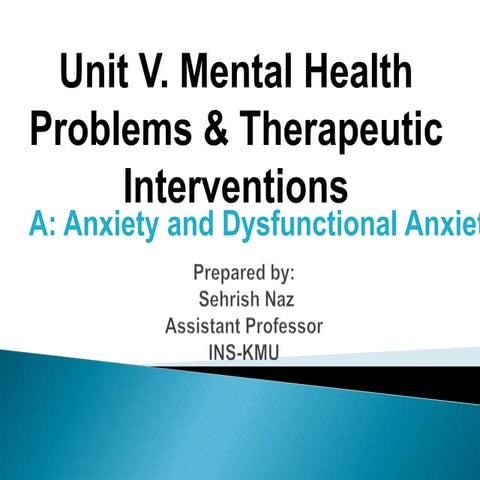 Unit V. Mental Health Problems & Therapeutic Interventions | PPT