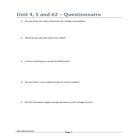 Unit 4,5 and 62 questionnaire | DOCX