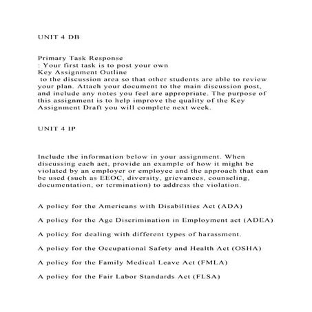 UNIT 4 DBPrimary Task Response Your first task is to post y | DOCX ...