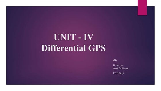 DIFFERENTIAL GPS (DGPS) | PPTX