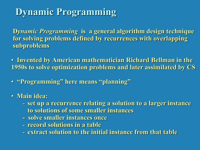Dynamic Programming for 4th sem cse students | PPT Dynamic Programming for 4th sem cse students | PPT