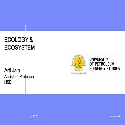 Unit 4 ecology and ecosystem lecture 1 | PPTX