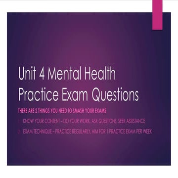 Unit 4 Mental Health exam questions powerpoint | PDF | Indoor ...