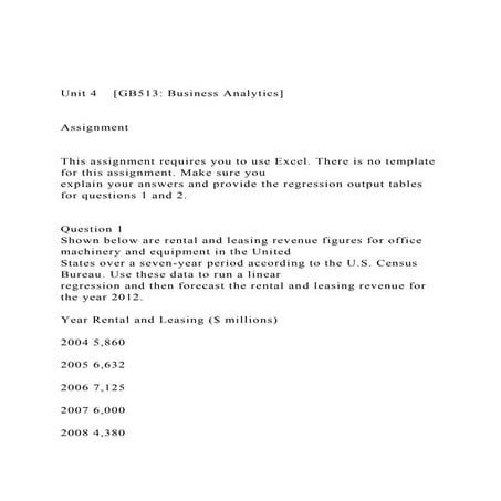 Unit 4 [GB513 Business Analytics] Assignment .docx | Stocks and Bonds | Personal Investing