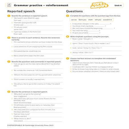 Unit 4 grammar practice reinforcement | PDF