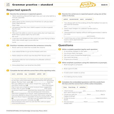 Unit 4 grammar practice standard | PDF