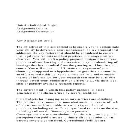 Unit 4 ­ Individual ProjectAssignment DetailsAssignment D.docx | Law