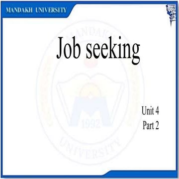 Unit 4 job seeking part 2 | PPTX