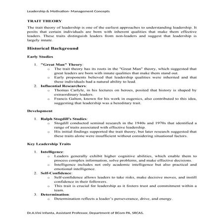 LEADERSHIP THEORY AND MOTIVATION THEORY. | DOCX