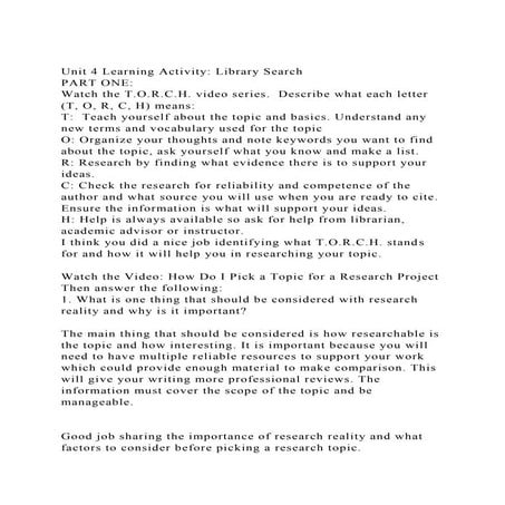 Unit 4 Learning Activity Library SearchPART ONEWatch the T.O.docx