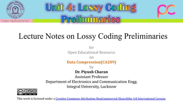 Unit 4 Lossy Coding Preliminaries Ppt 9491