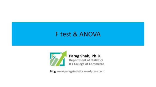 F test and ANOVA | PPTX | Physics | Science