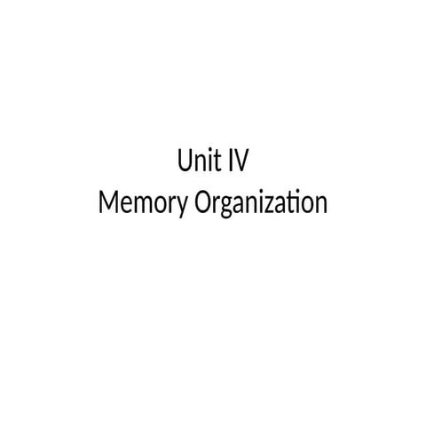 Unit 4 Memory Organization Computer Organization And Architecture Pptx