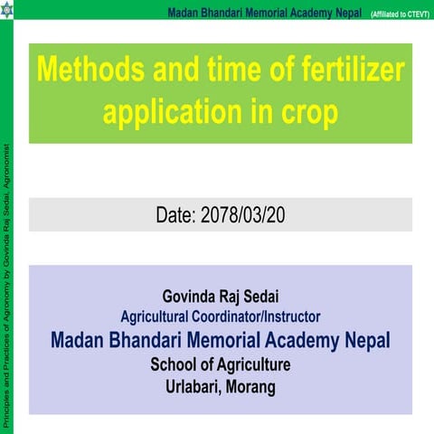 Methods of fertilizer application | PPTX