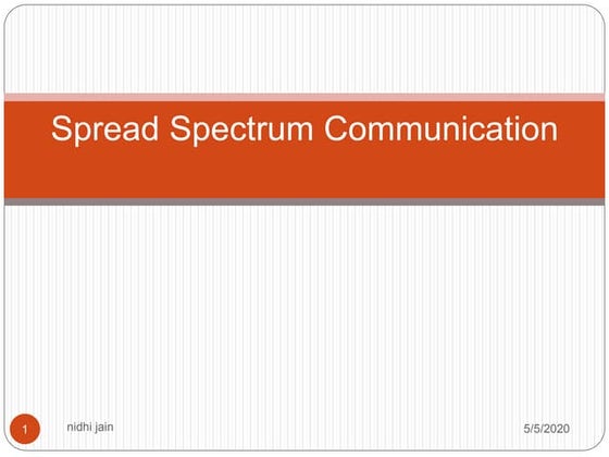Spread Spectrum Communication Ppt