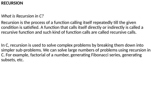 recursion, syntax, types, example program | PPT recursion, syntax, types, example program | PPT
