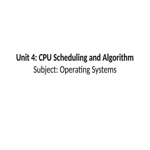 CPU Scheduling in OS Presentation | PPTX
