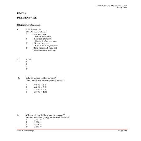 Unit 4 percentage | DOC