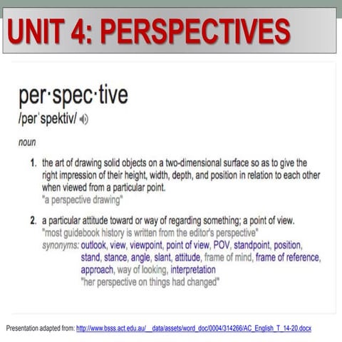 Unit 4 perspectives | PPTX
