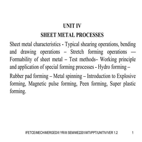 Sheet metal operations part 1 | PDF