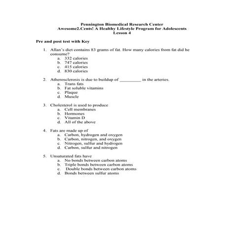 Unit 4 pre and post test | PDF