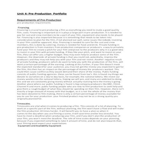 Unit 4 pre production | DOCX