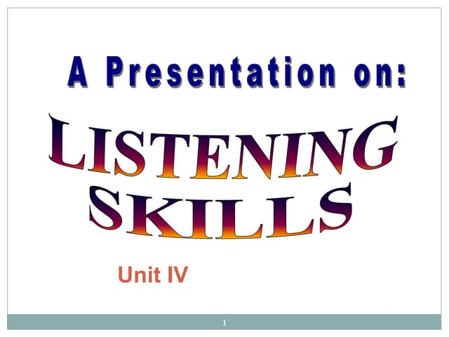 Listening skills | PPT