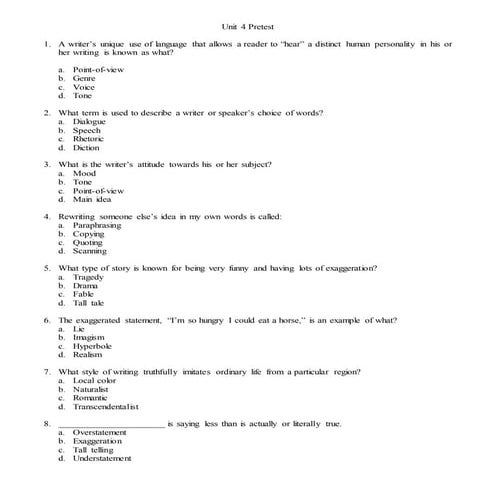 Unit 4 Pretest Docx