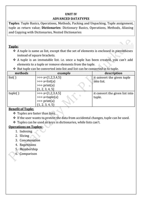 Esit135 Problem Solving Using Python Notes Of Unit 3 Pdf