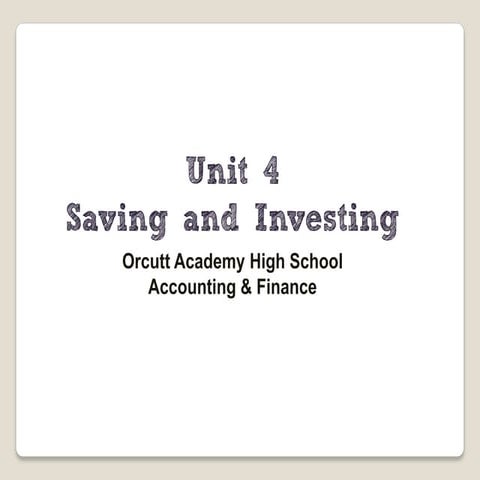 Unit 4 Saving and Investing PPT | PDF | Stocks and Bonds | Personal ...