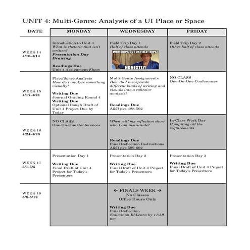 Unit 4 schedule | PDF | Educational Assessment | Education