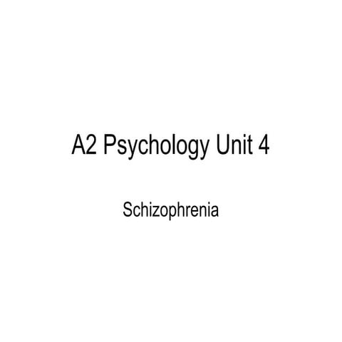 AQA A2 Psychology Unit 4 - Schizophrenia | PPT