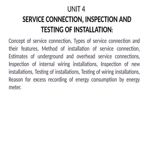 SERVICE CONNECTION, INSPECTION AND TESTING OF INSTALLATION | PPTX