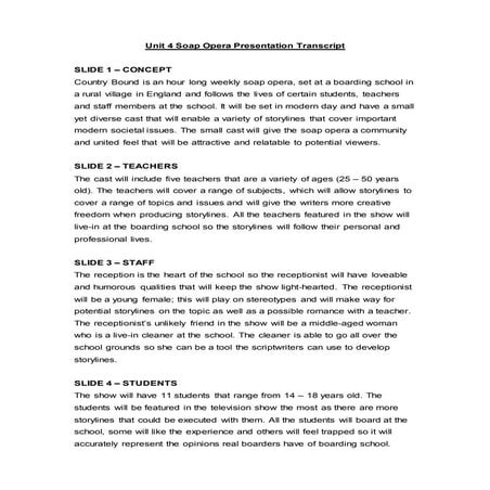 Unit 4 Soap Opera Presentation Transcript | PDF