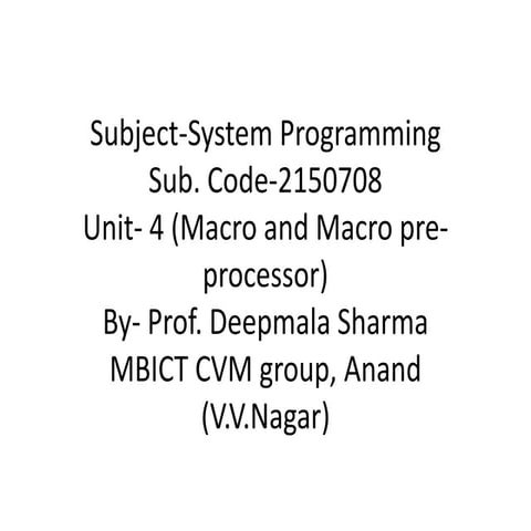 Unit 4 Sp Macro Pptx Programming Languages Computing