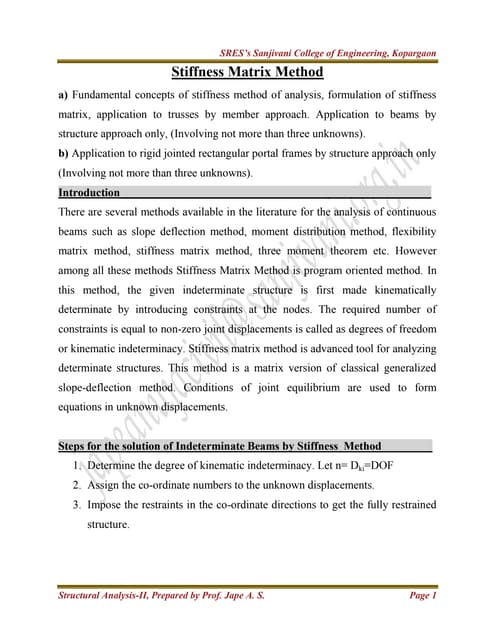 ANALYSIS OF CONTINUOUS BEAM USING STIFFNESS METHOD | PPTX