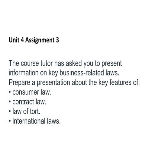 UNIT 4 Task for assignemnt related to Business law | PPT