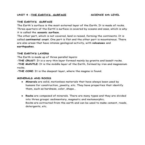 Unit 4 Science The Earth's surface 6th.pdf