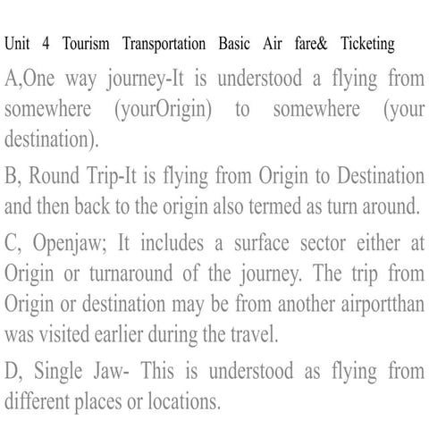 Unit 4 Tourism Transportation Basic Air fare&.pptx