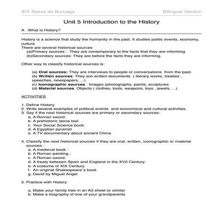 Unit 5. Introduction to History | PDF