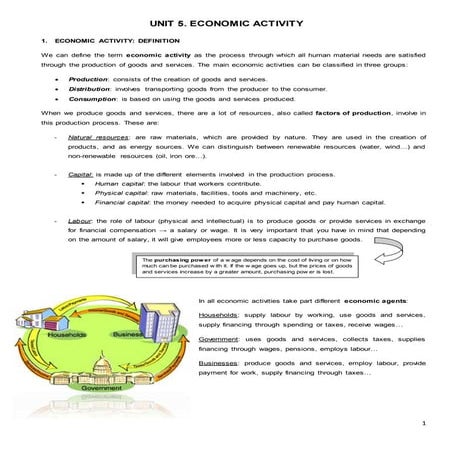 Unit 5 . Economic activity | DOCX | Economy | Business and Finance